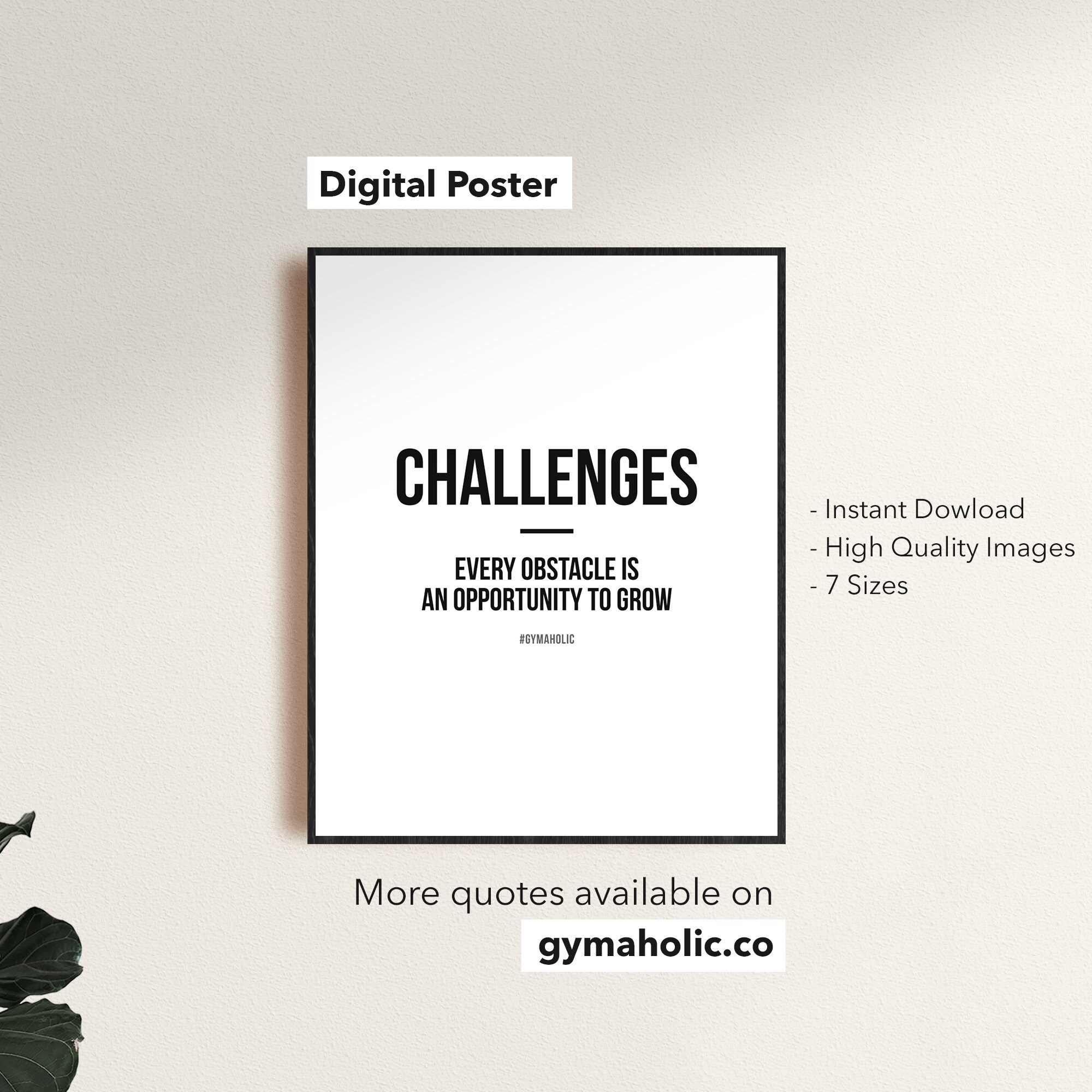 Challenges: Obstacle & Opportunity, Printable Motivational Quote, Home ...