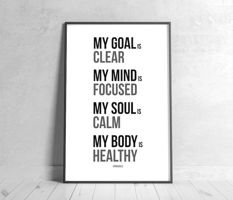 Goal Clear, Mind, Soul, Body Healthy, Printable Motivational Quote ...