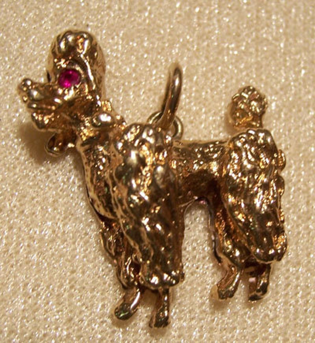 14k Gold POODLE CHARM Vintage with Ruby Eyes 1950's Charm - Etsy Nederland