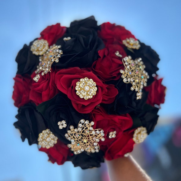 Red Black Bouquet - Etsy