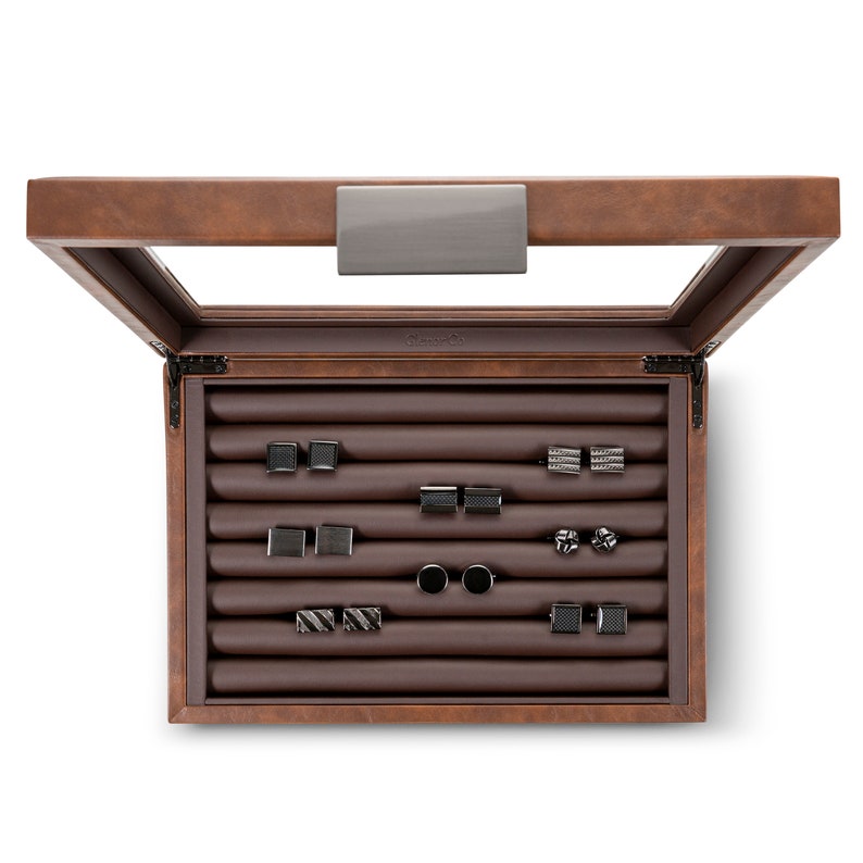 Personalized Cufflink Box for Men, Holds 70 Cufflinks, Monogrammed Mens ...