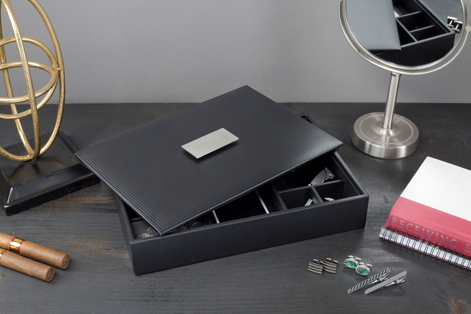 Personalized Valet Tray & Lid - Men's Valet Organizer, Engraved Plate ...