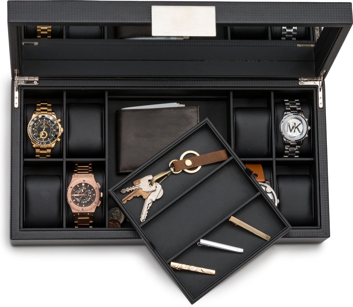 Personalized Watch and Sunglasses Box Valet for Men 8 Slot - Etsy