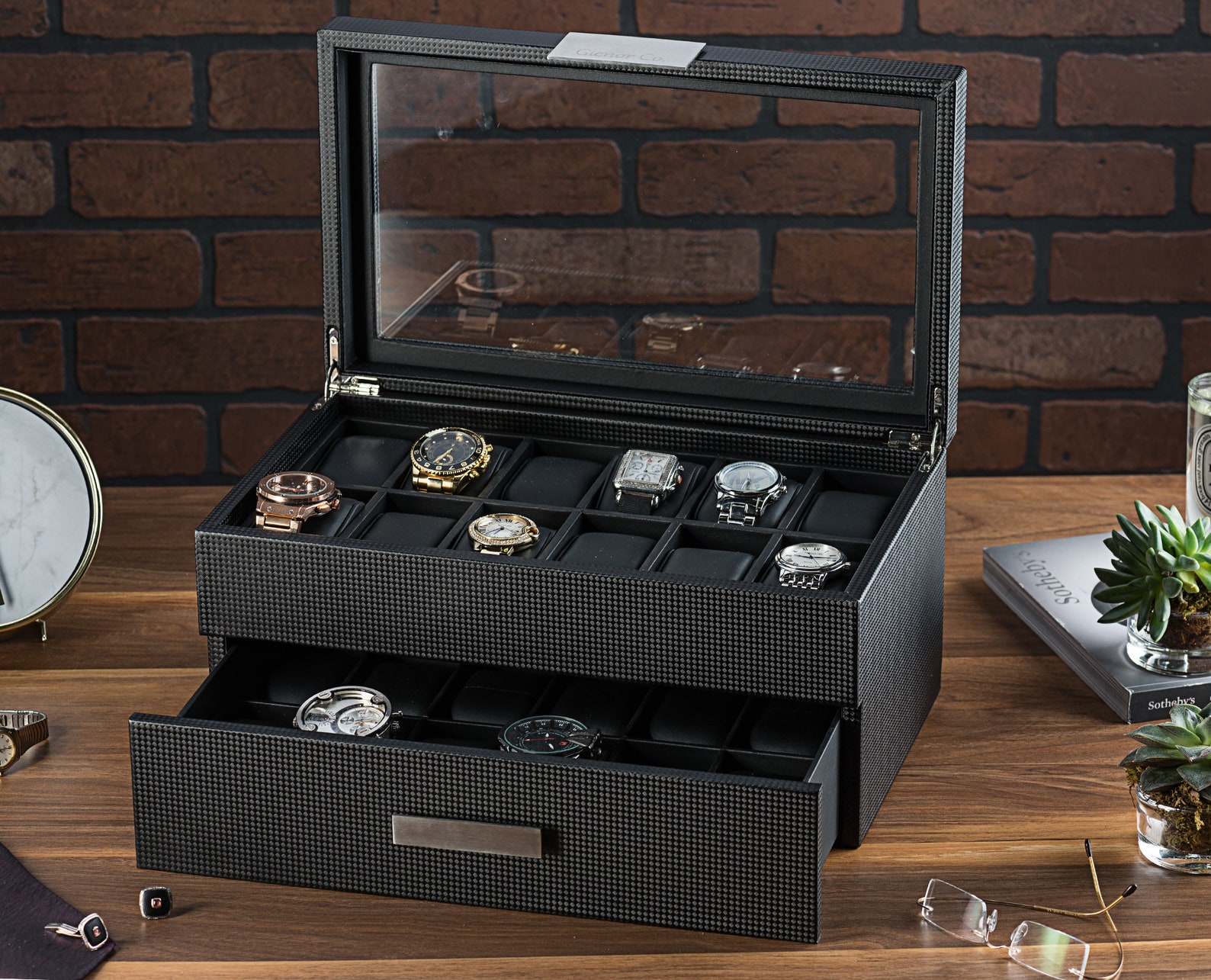 Personalized Watch Box for Men, 24 Slot, Monogrammed Watch Case, Watch ...