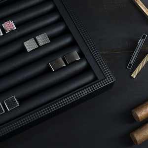 Personalized Cufflink Box for Men, Holds 70 Cufflinks, Monogrammed Mens ...