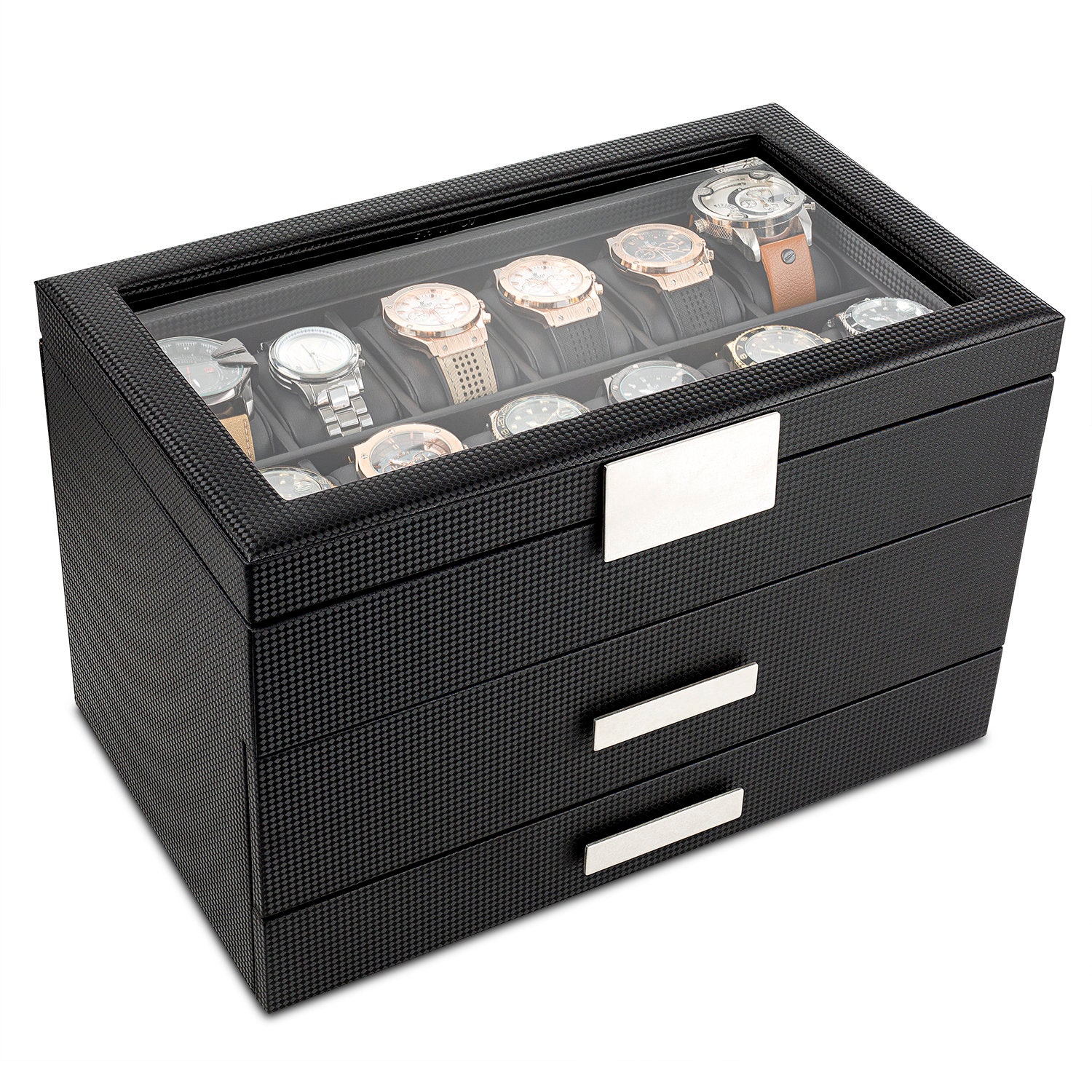 Personalized Watch Box With Valet Drawer for Men 24 Slot - Etsy