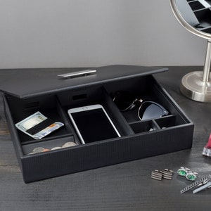 Personalized Valet Tray & Lid - Men's Valet Organizer, Engraved Plate ...