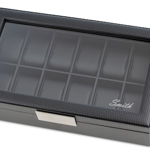 Personalized Watch Box With Valet Drawer for Men, 12 Slot, Monogrammed ...