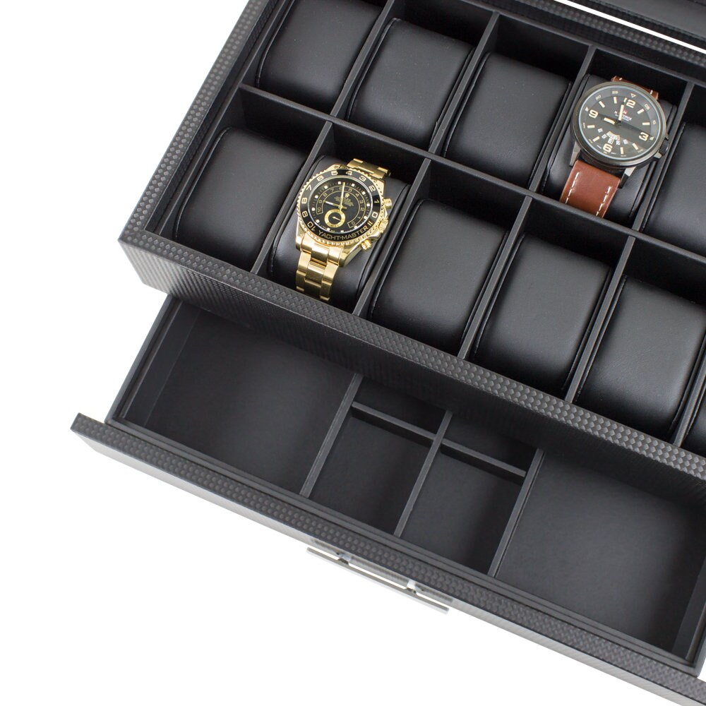Personalized Watch Box With Valet Drawer for Men, 12 Slot, Monogrammed ...