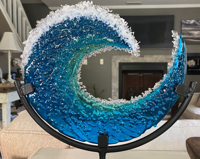 10 Tri-colored Sculpted Fused Glass Wave - Etsy