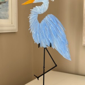 Great Blue Heron - Sculpted Glass With Welded Metal Legs - Etsy