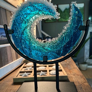10” Tri-colored Sculpted Fused Glass Wave - Etsy