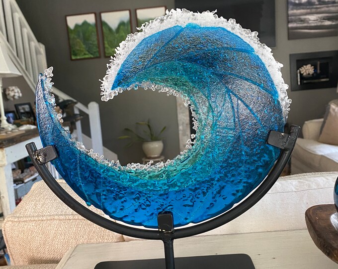 10 Tri-colored Sculpted Fused Glass Wave - Etsy