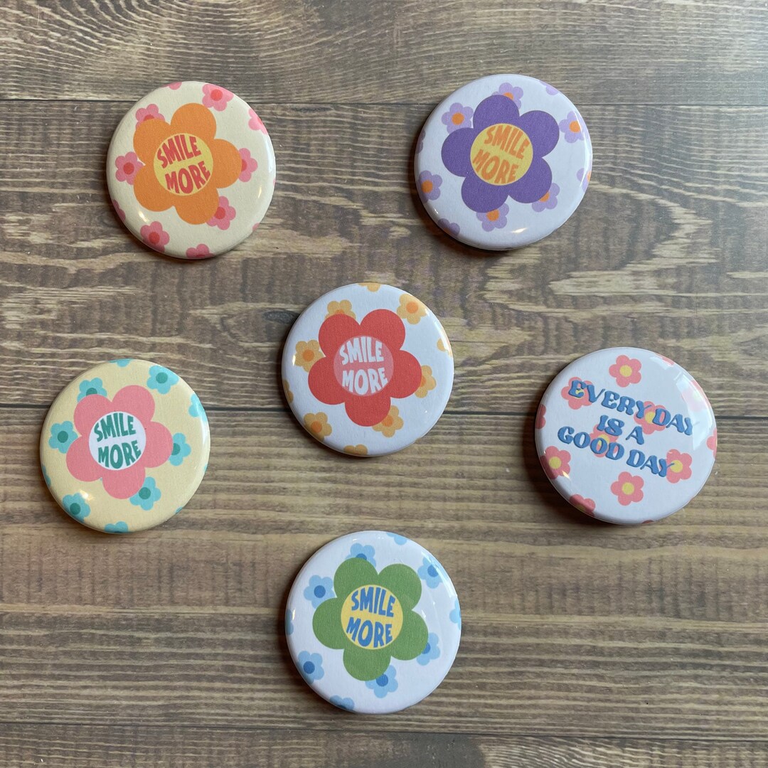 Smile More Floral Buttons - Etsy