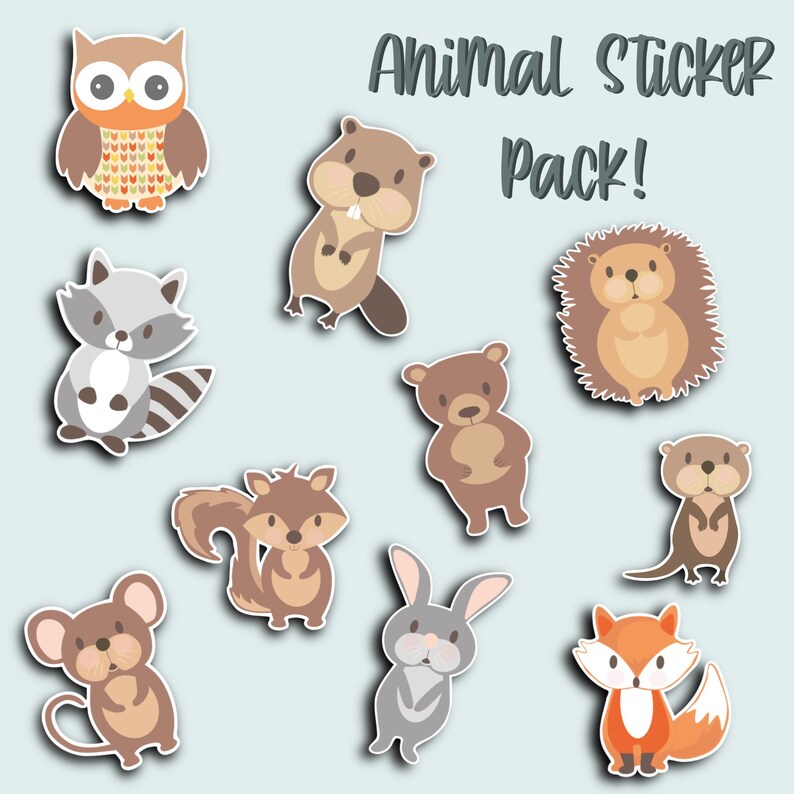 Woodland Animals Sticker Pack | Etsy