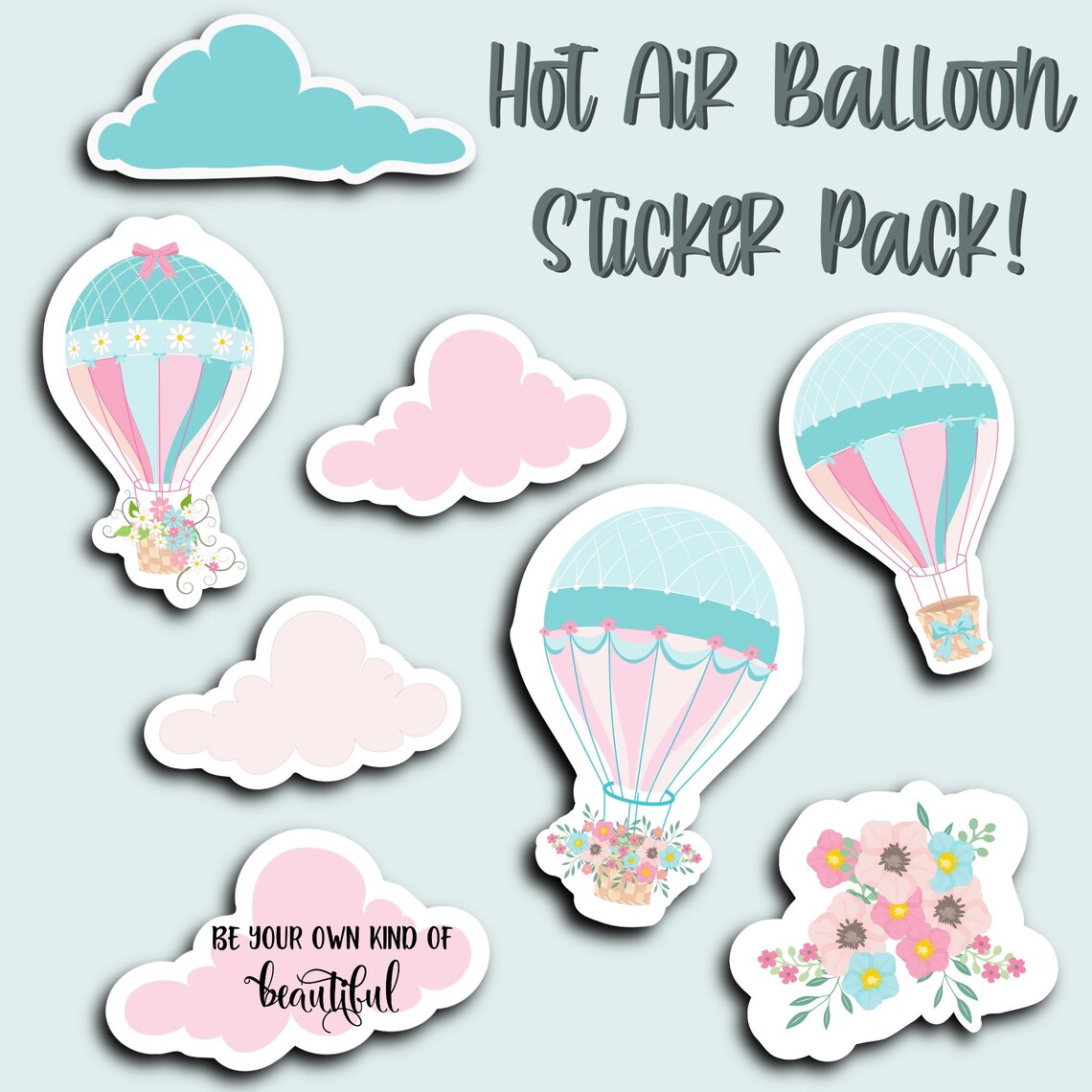 Hot Air Balloon Sticker Pack - Etsy