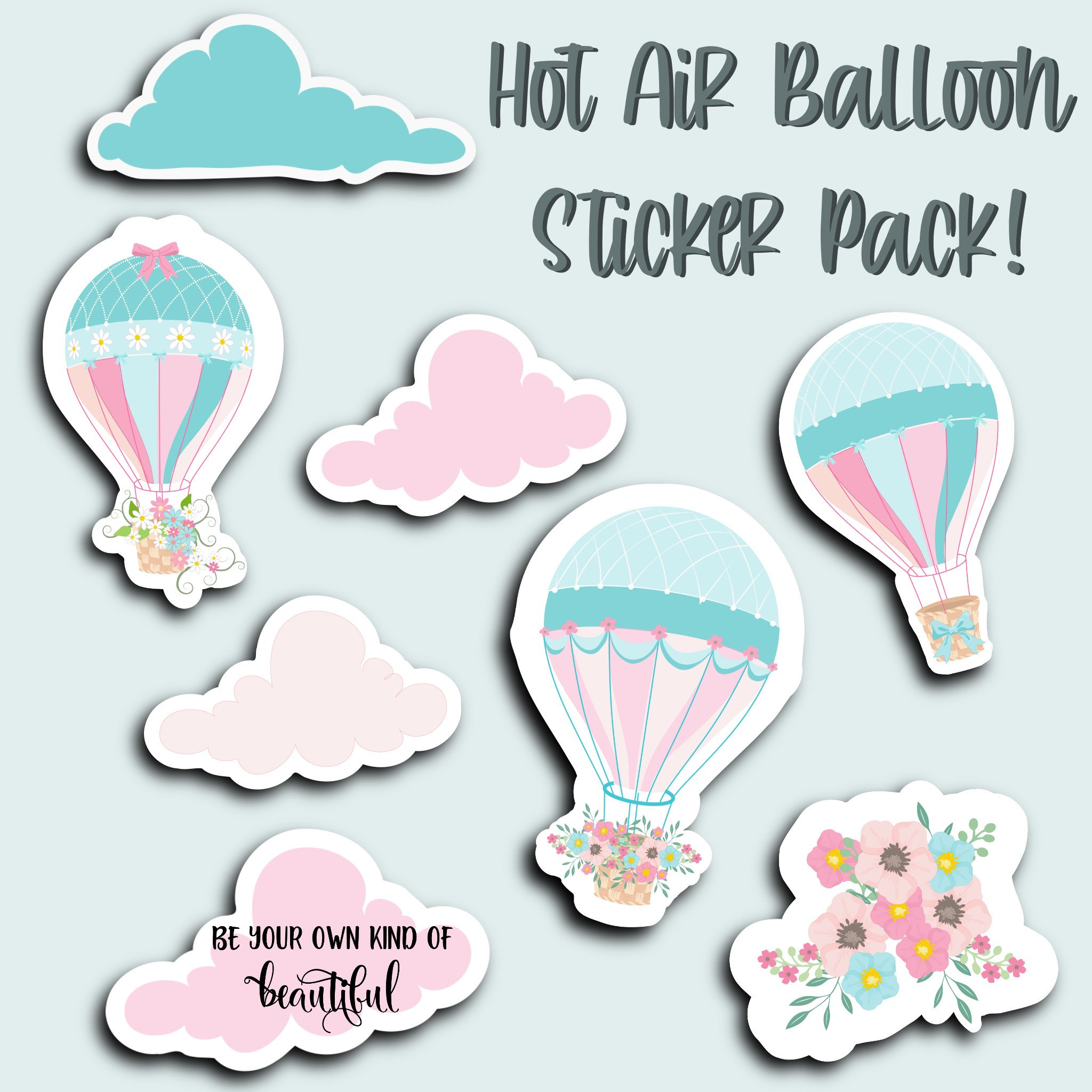 Hot Air Balloon Sticker Pack - Etsy