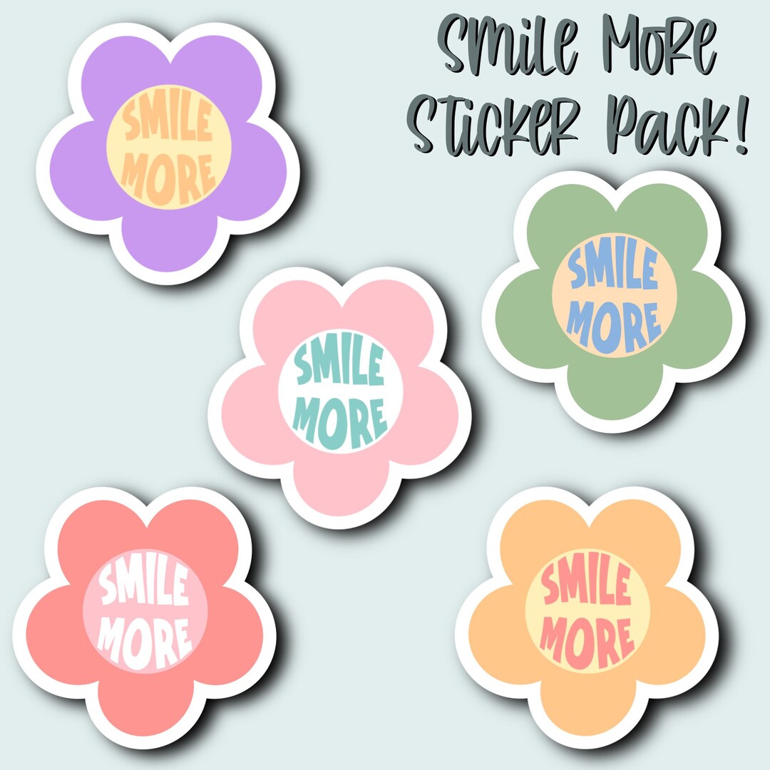 Smile More Sticker Pack - Etsy