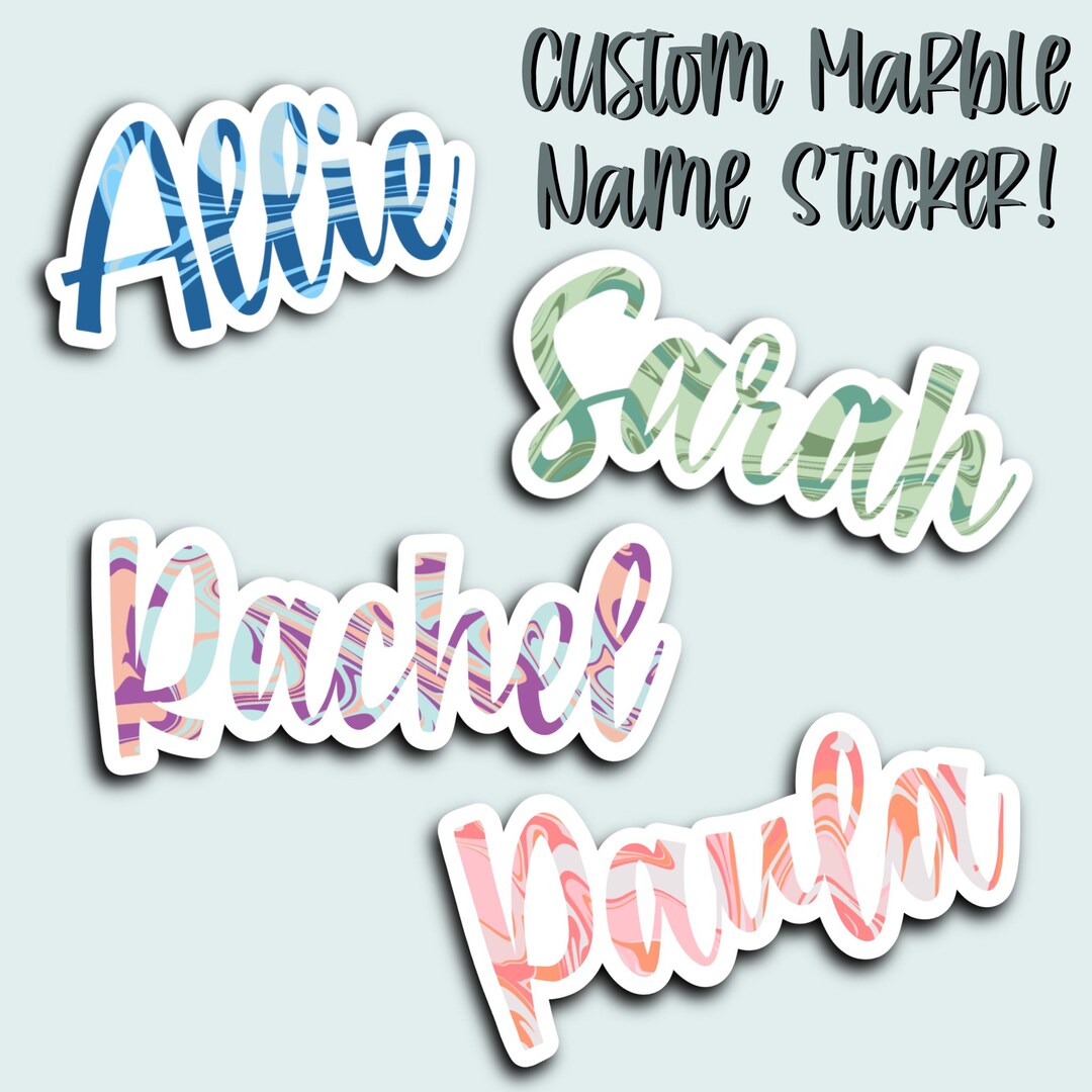 Custom Marble Name Sticker - Etsy