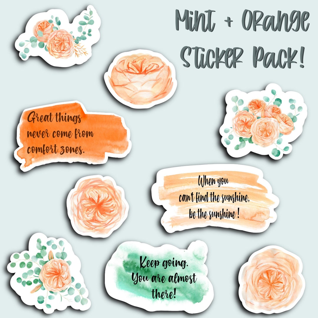 Mint and Orange Sticker Pack - Etsy