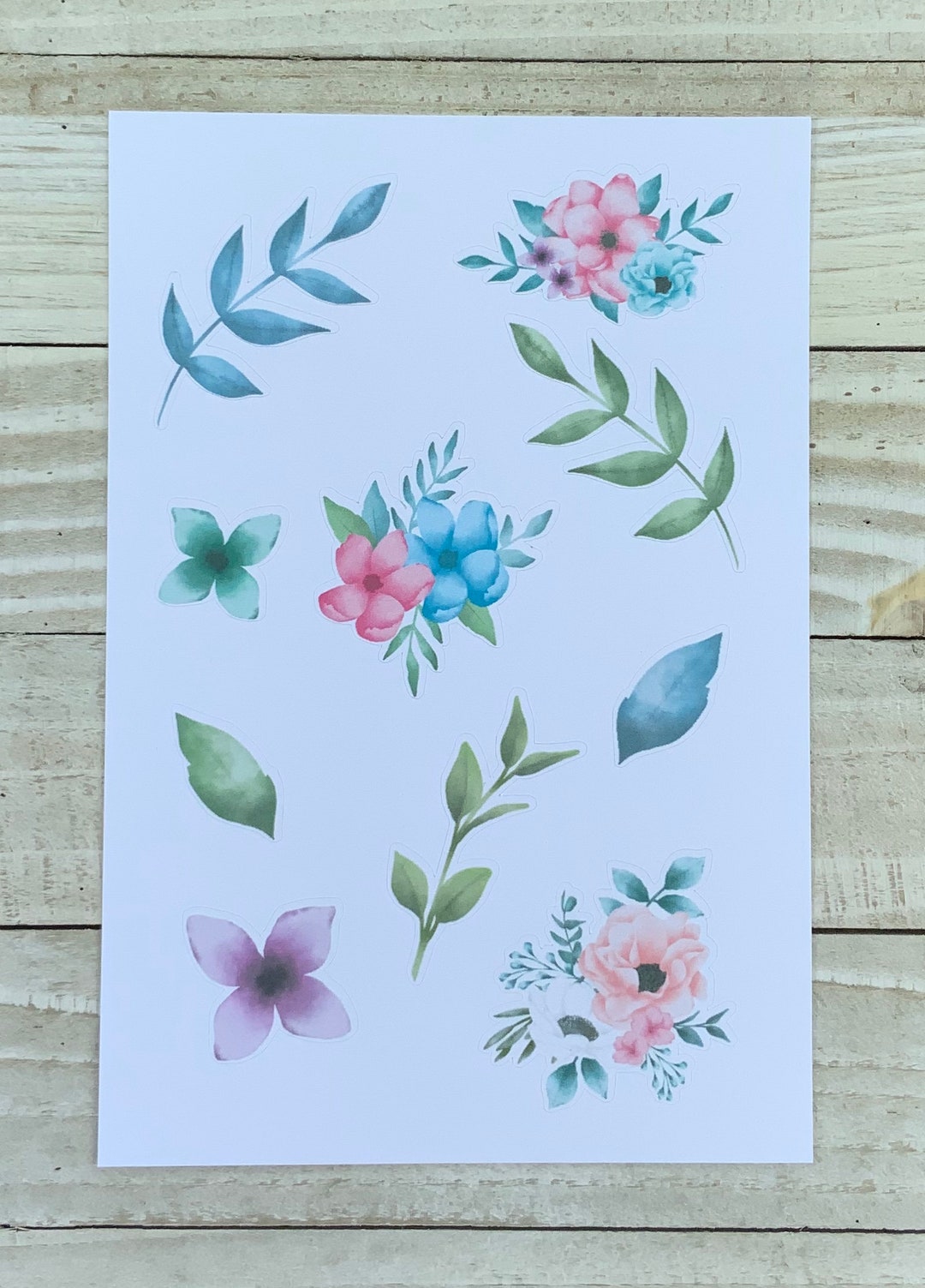 Watercolor Floral Sticker Sheet - Etsy