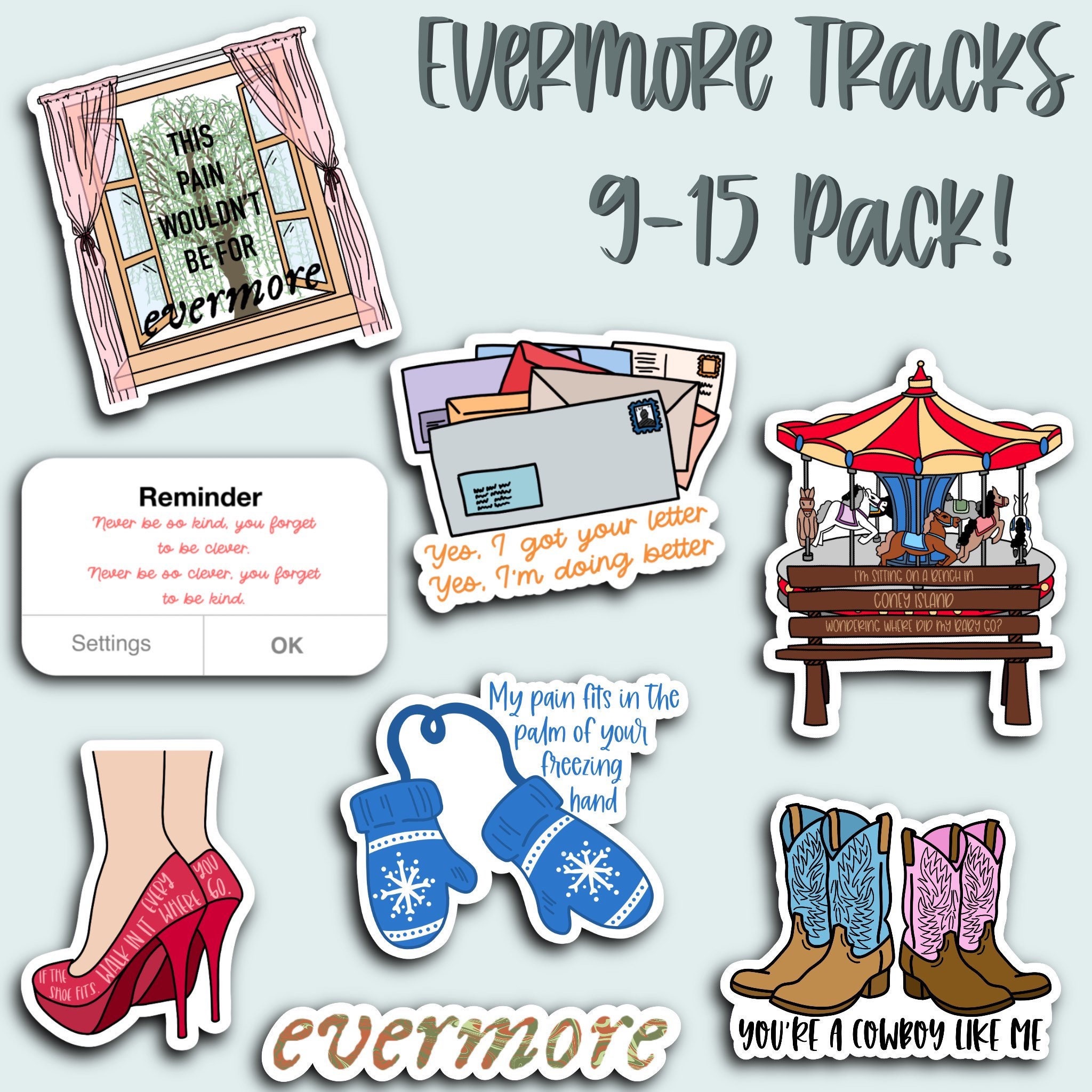 Taylor Swift Evermore Tracks 9-15 Inspired Sticker Pack - Etsy
