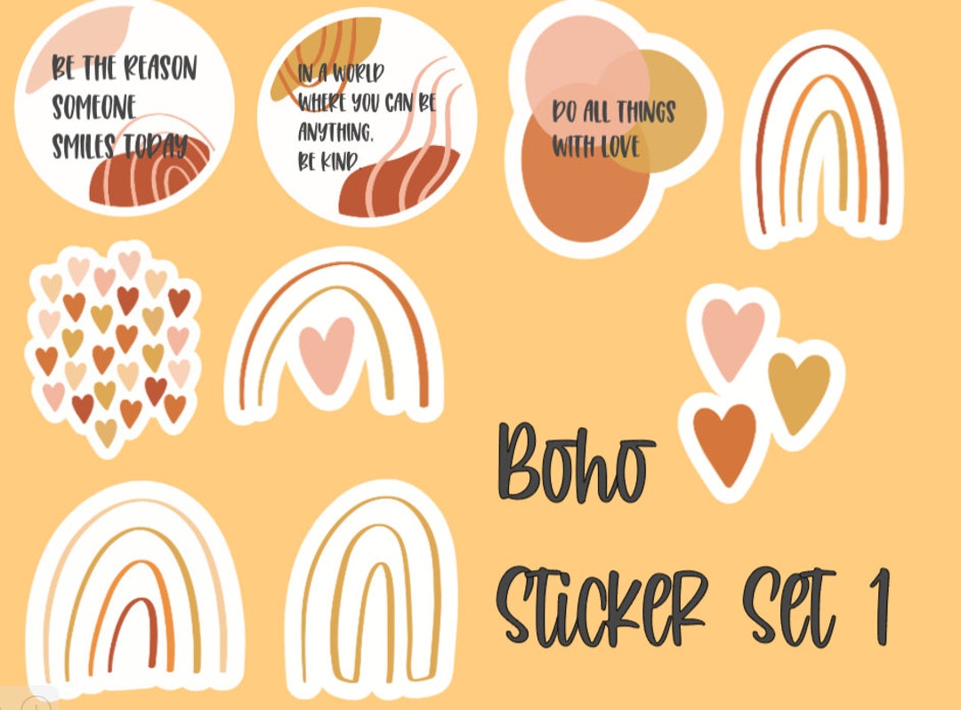 Boho Rainbow Sticker Pack - Etsy