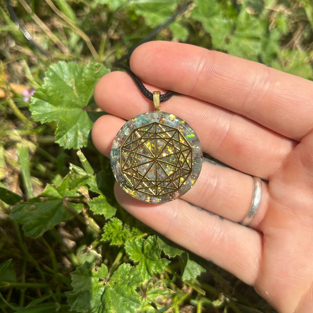 EMF Shield Sacred Geometry Necklace Amazonite - Etsy