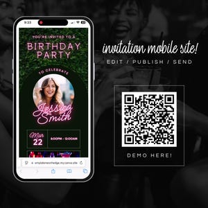 Mini Website Digital Birthday Party Invitation With RSVP Tracking ...