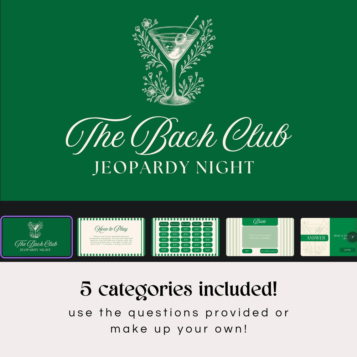 Jeopardy Bachelorette Party Game: Old Money Theme (editable Canva ...