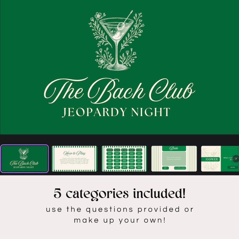 Jeopardy Bachelorette Party Game: Old Money Theme (editable Canva ...