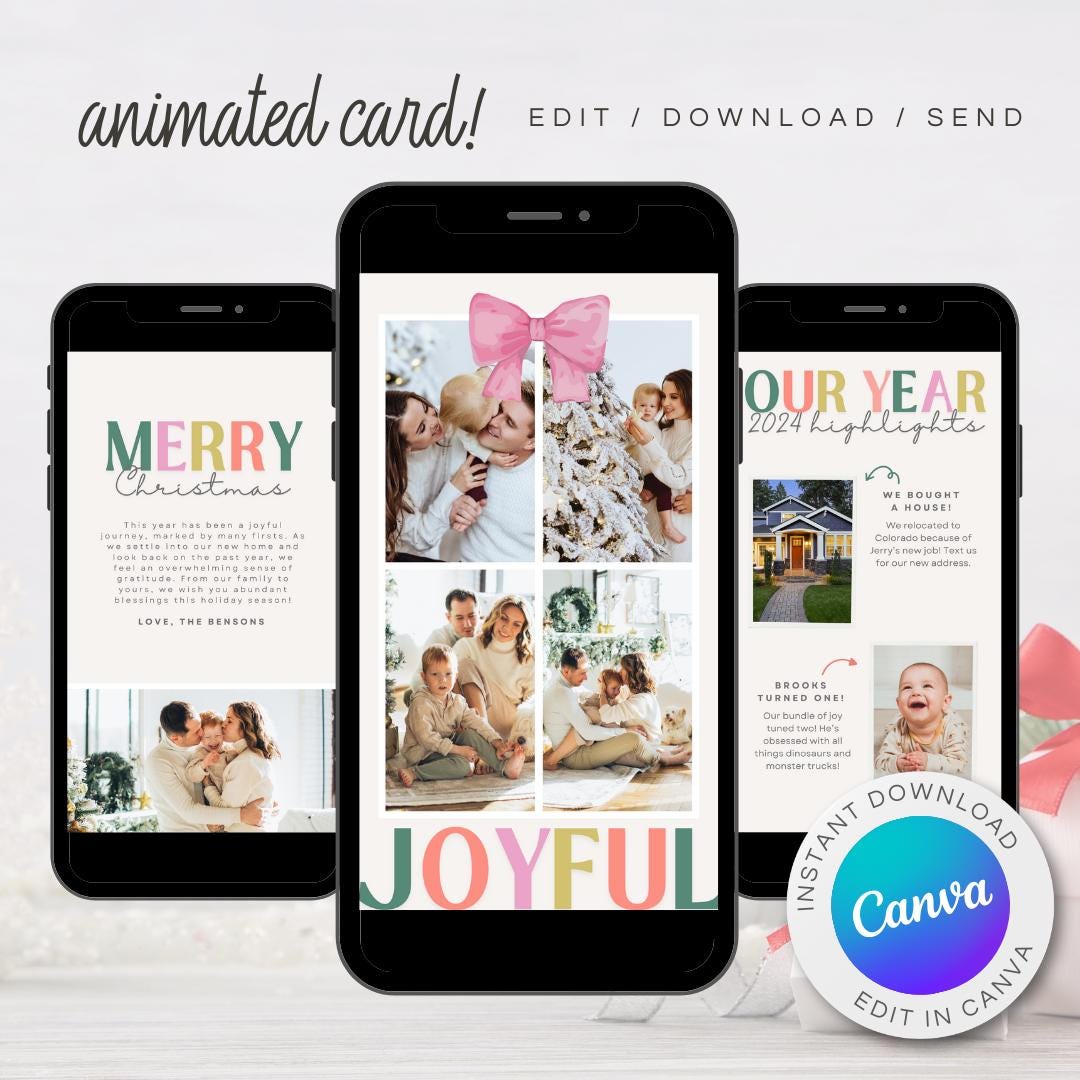 Animated Christmas Card: Year in Review, DIY Canva Template (digital ...