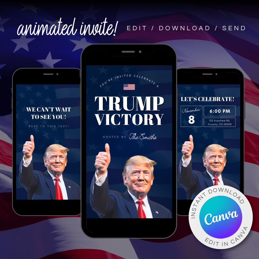 Trump 2024 Election Party Invite: Animated Ecard (DIY Canva Template ...