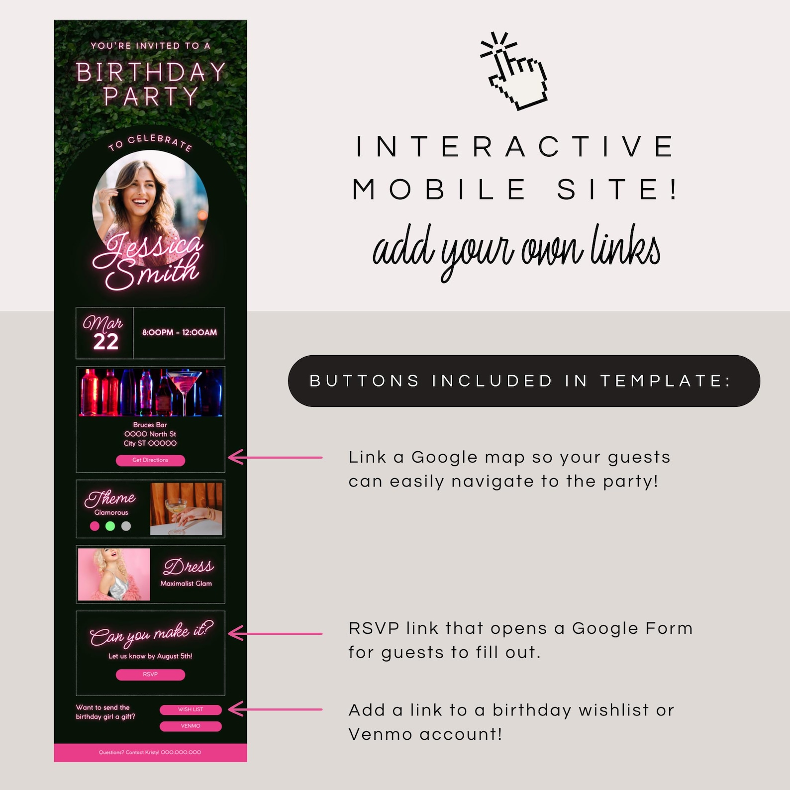 Digital Birthday Party Invitation Website: RSVP Tracking (canva ...