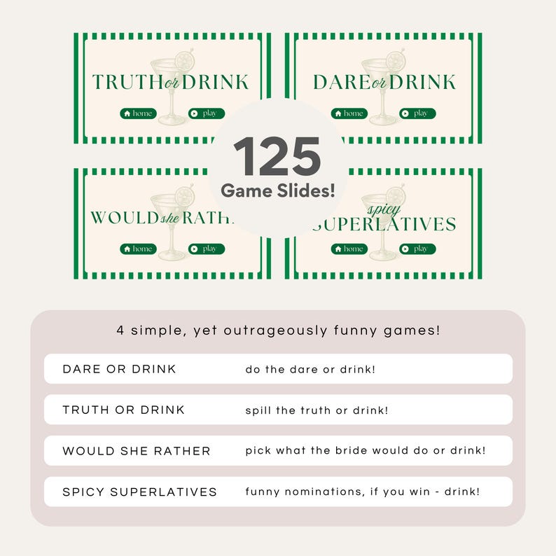 Old Money Bachelorette Party Games | Truth or Dare, Canva Template ...