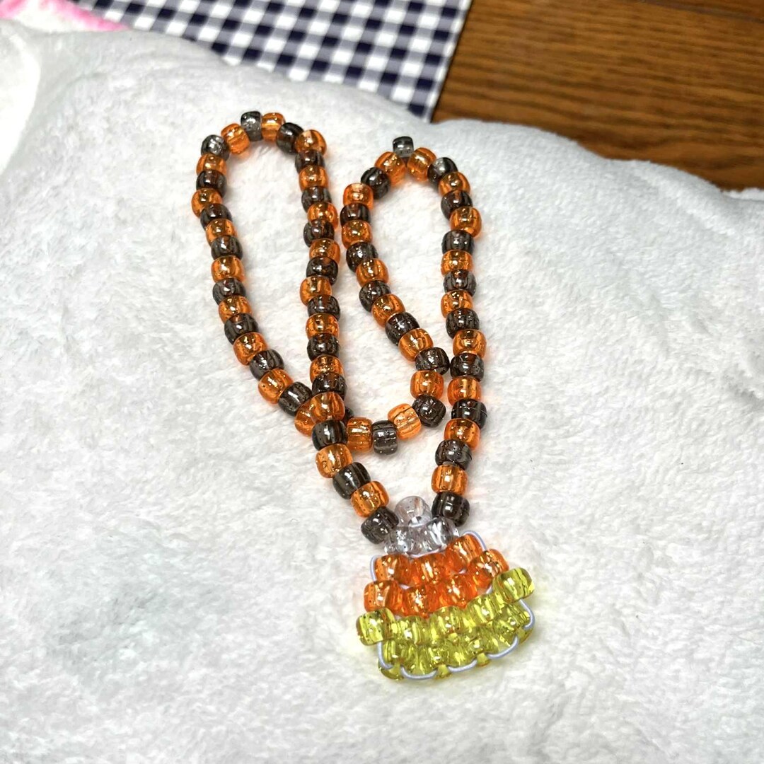 Halloween Candy Corn Pony Bead Necklace - Etsy