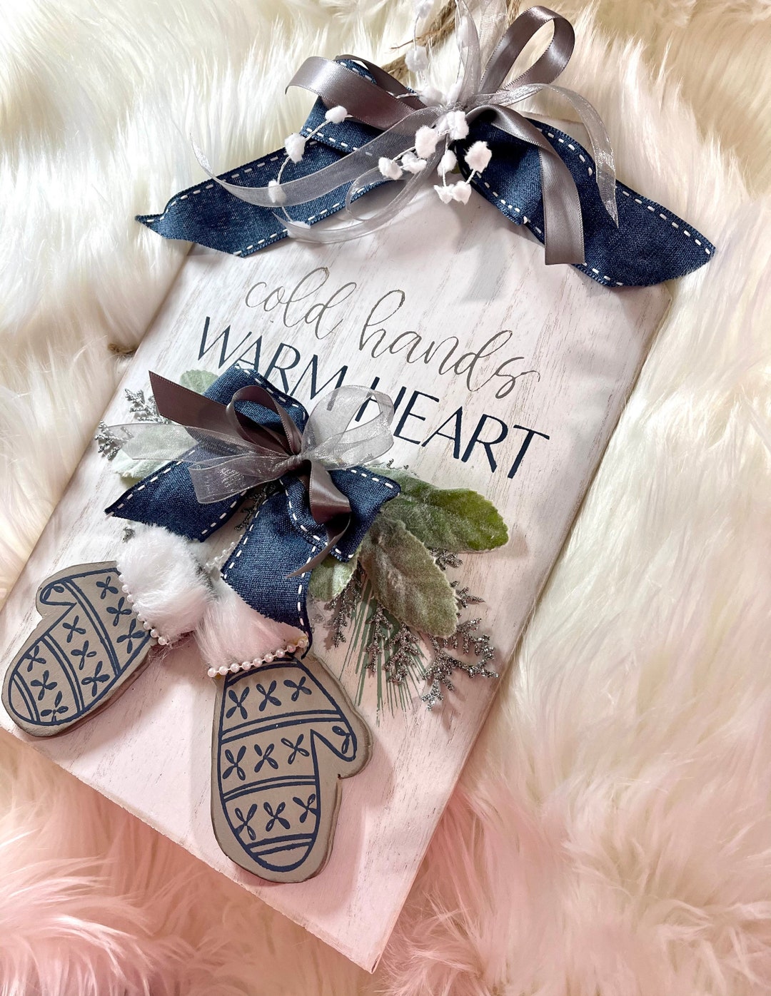 Cold Hands Warm Heart Sign Winter Sign-christmas Decor-mittens-doortags ...