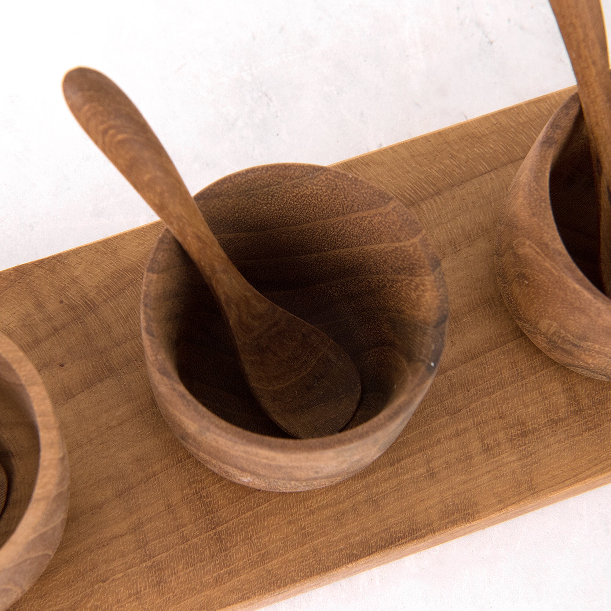 Teak Condiment Bowl, Spoon, and Serving Tray Set - Etsy