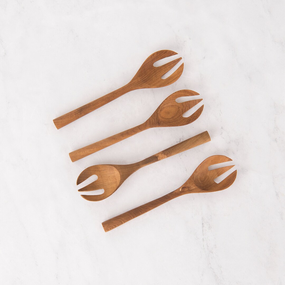 Modern Teak Fork Set - Etsy
