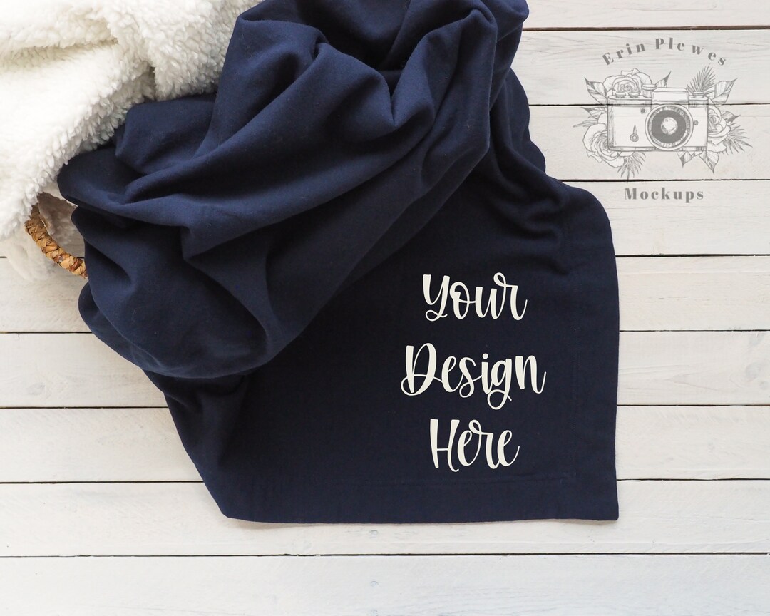 Stadium Blanket Mockup, Navy Blanket Mock up Lifestyle Stock Photo ...