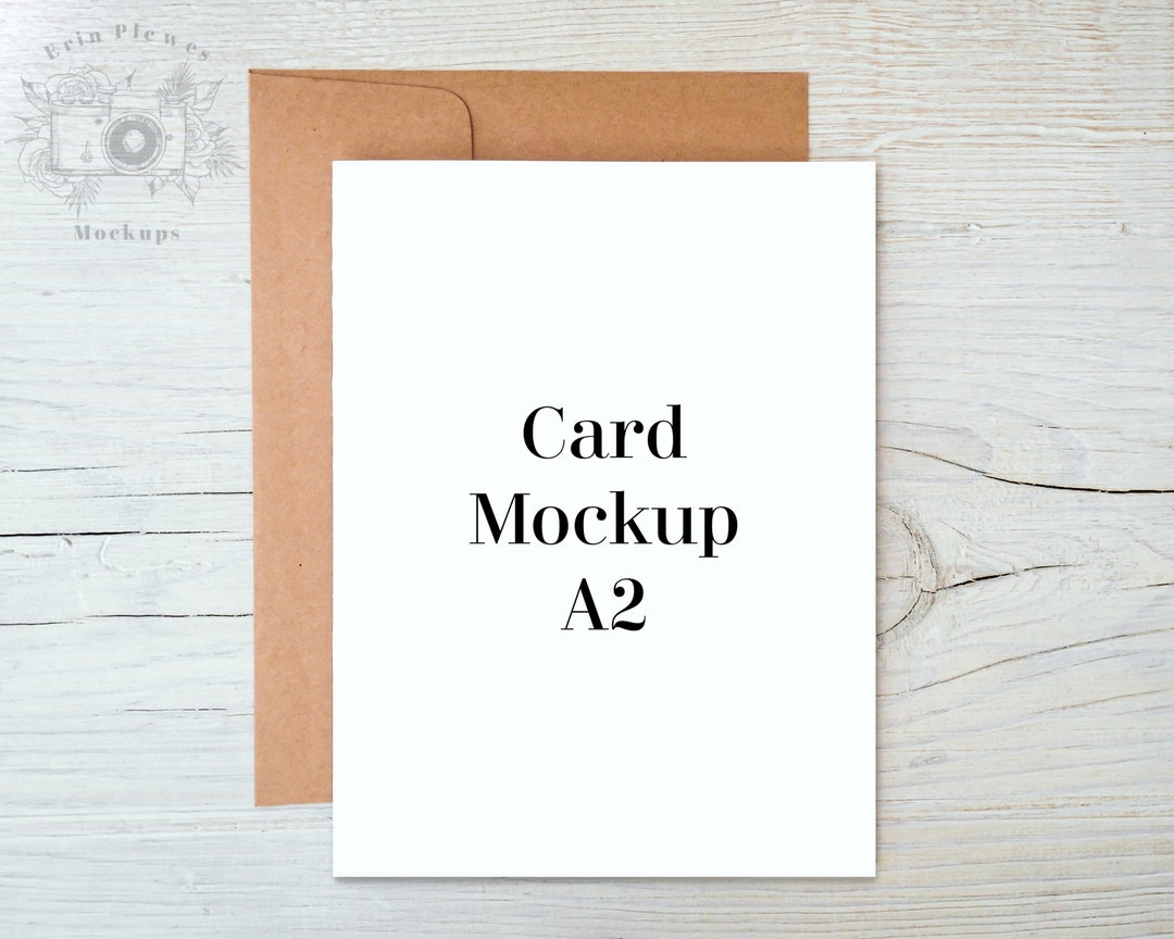 A2 Greeting Card Mockup With Kraft Envelope, Thank You Card Mock-up for ...