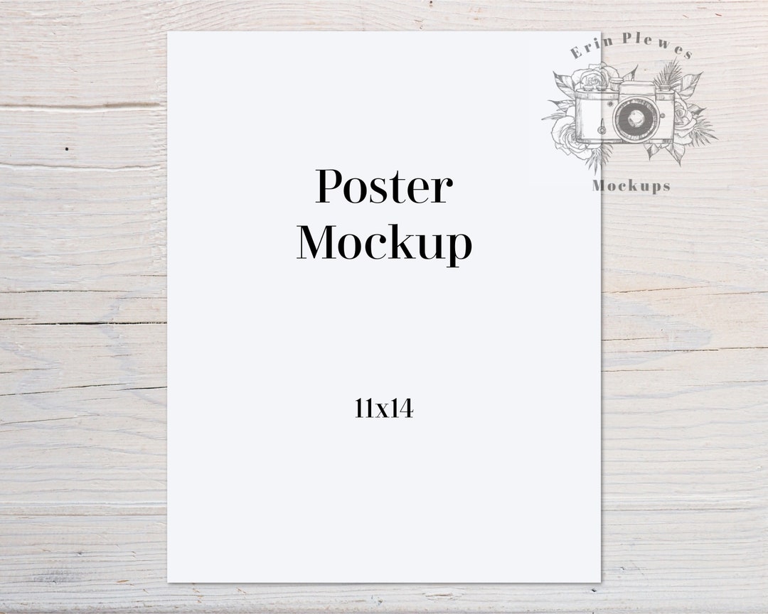Poster Mockup, Print Mock up 11x14 on White Farmhouse Style Rustic Wood ...