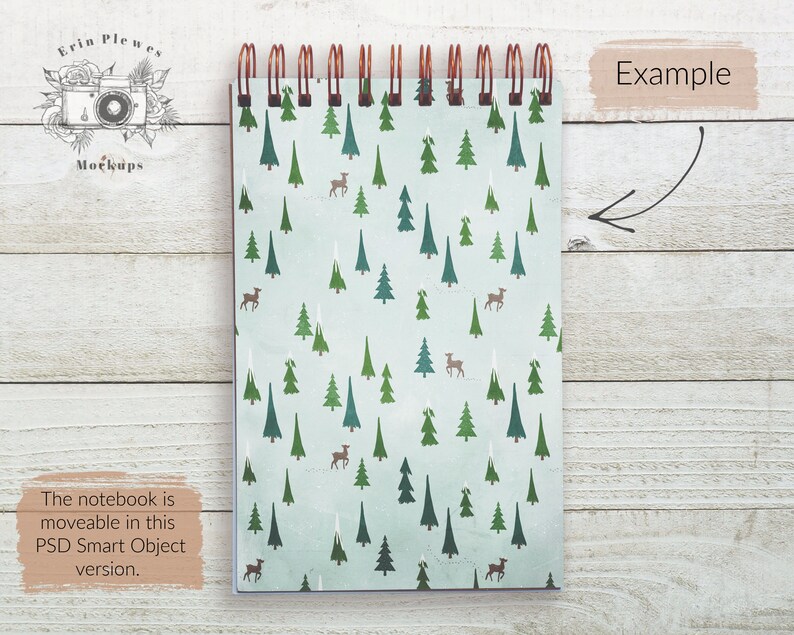 Spiral Notebook Mockup, Notebook Mock up on Rustic Shiplap, PSD Smart ...