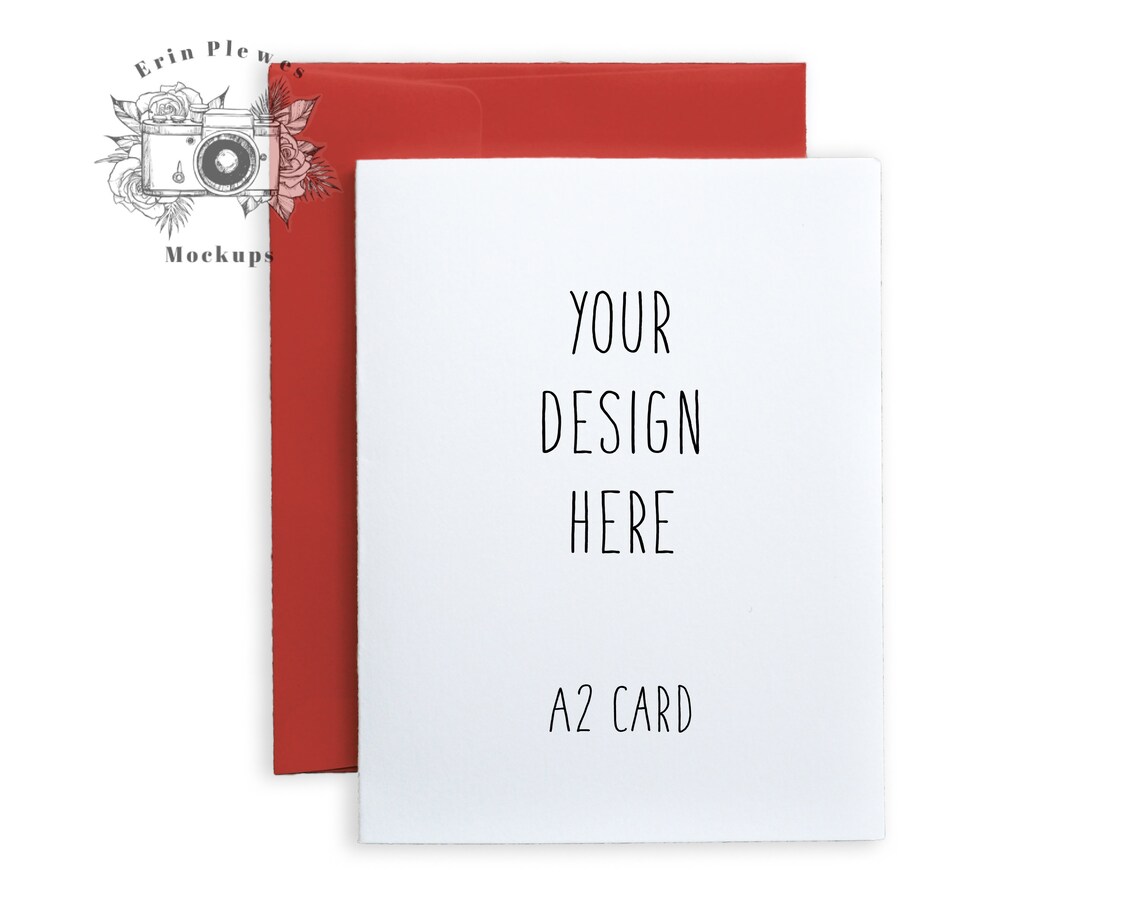 A2 Card Mockup With Red Envelope PNG, Invitation Mock-up With White ...