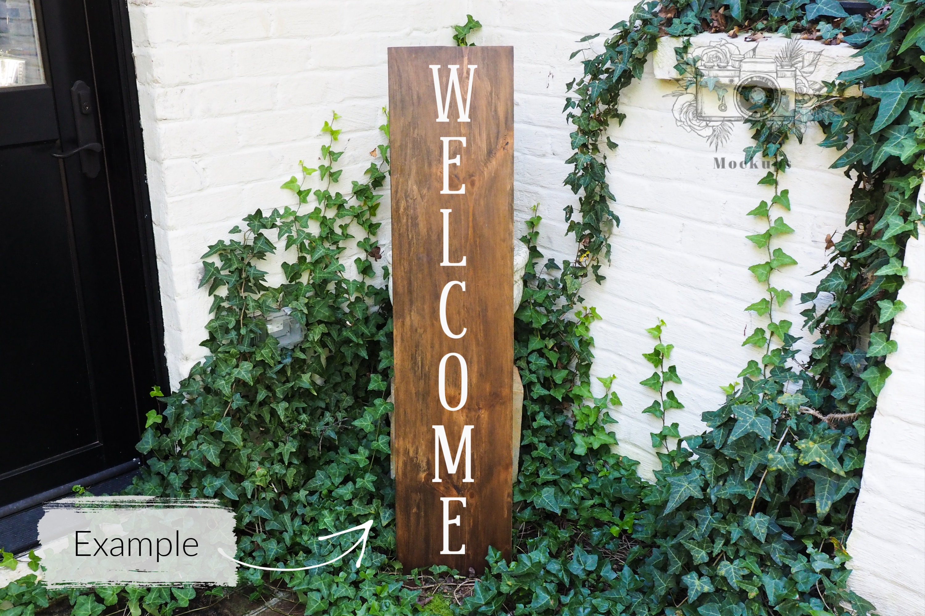 Porch Sign Mockup, Large Wood Sign Mock up 12" X 48", Rustic Wood Frame ...