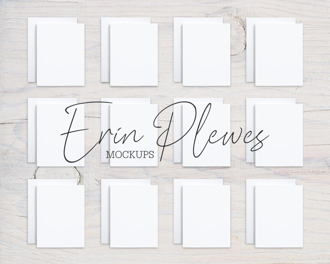 A2 Card Mockup Suite With Envelopes, Front Back Greeting Card Mock up X ...