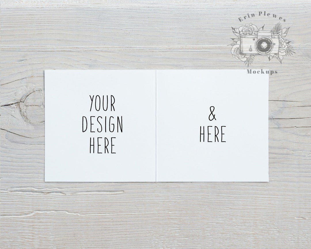 Square Card Mockup Front and Back, Greeting Card Interior Mock-up for ...