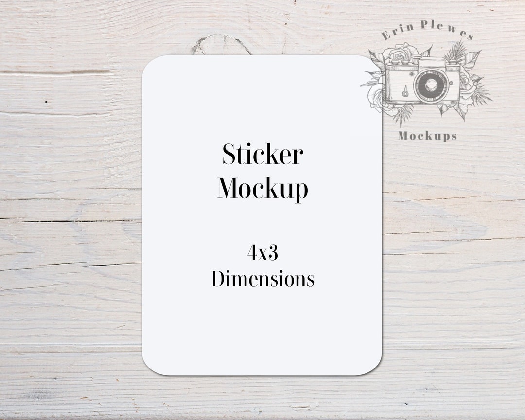 Sticker Mockup 4x3, Label Mock up 4"x3" on Rustic White Wood ...