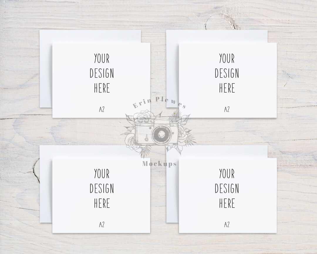 A2 Card Suite Mockup, Front Back Greeting Card Mock Up, Stationery ...