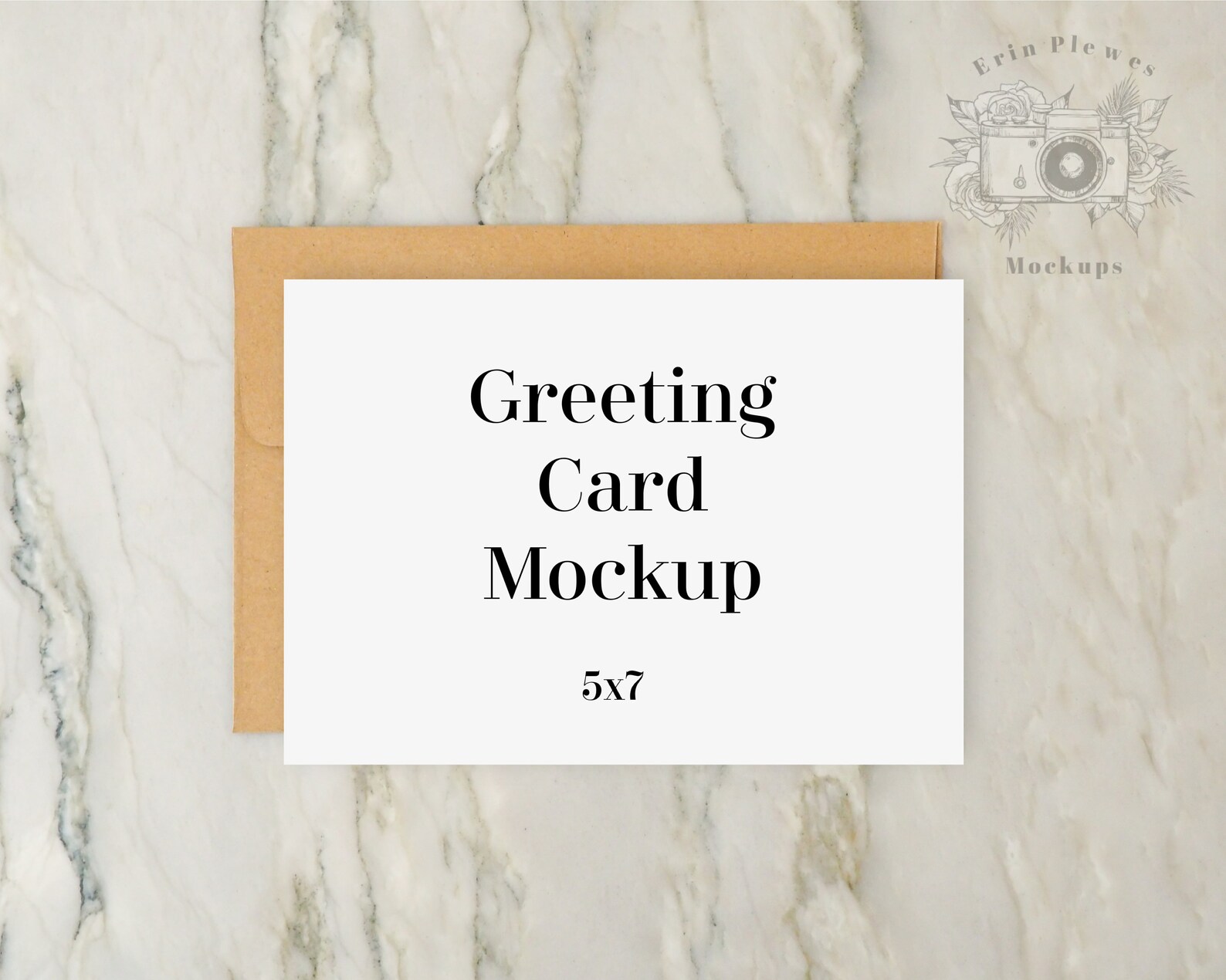 A7 Card Mockup With Kraft Envelope, Invitation Mock up on Marble for ...